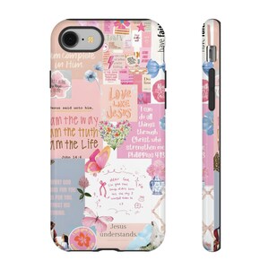 Pink Christian Collage Phone Case, Cute Jesus Phone Case, Religious ...