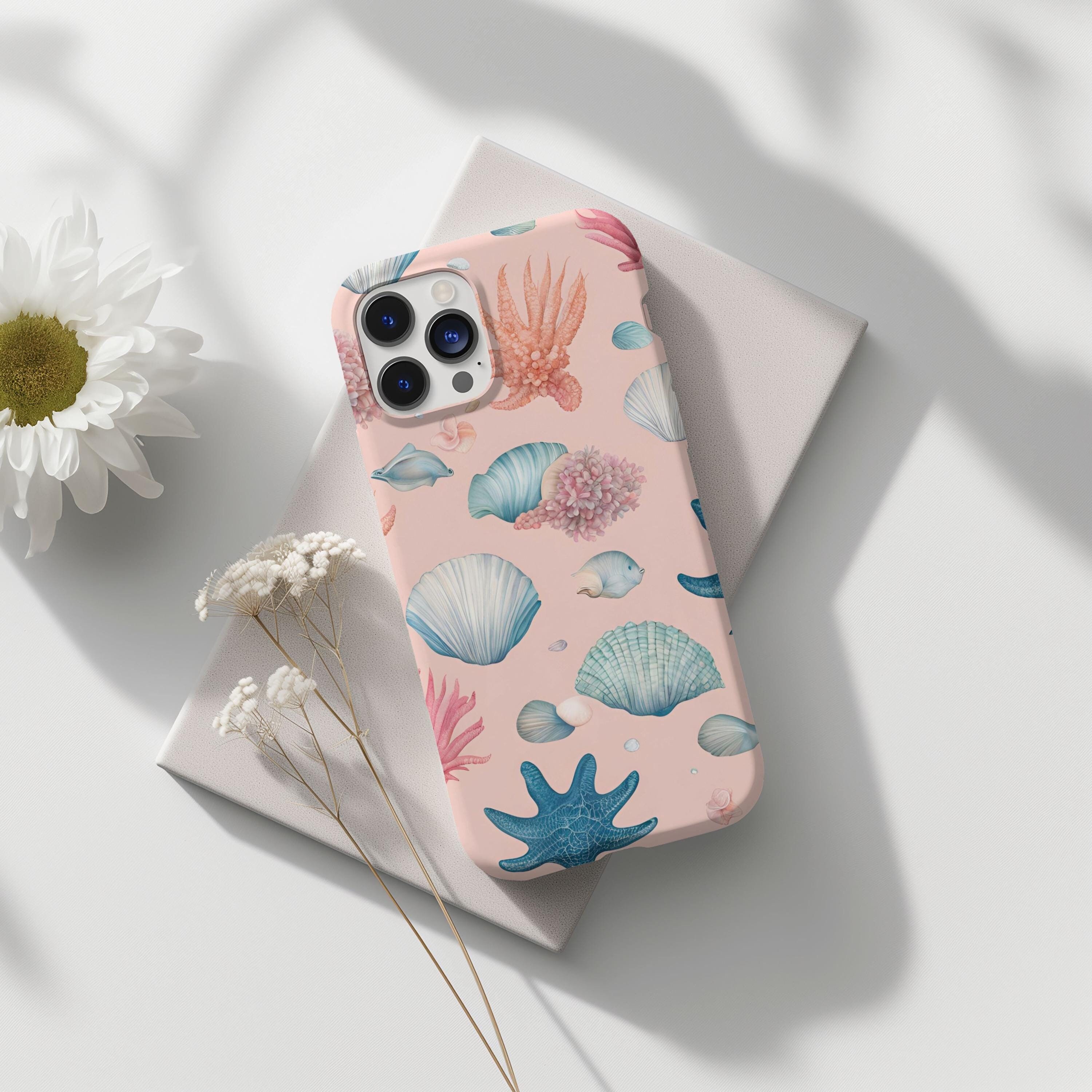 Preppy Ocean Beachy Coconut Girl Collage Phone Case, Tropical Seashell ...