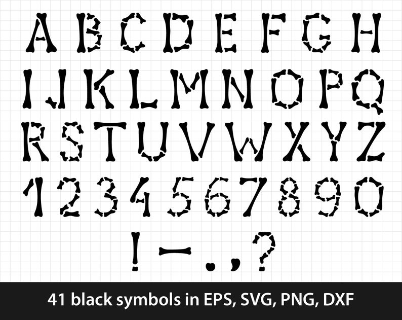 Skeleton Font svg Bone Alphabet svg Skeleton bones SVG Files | Etsy