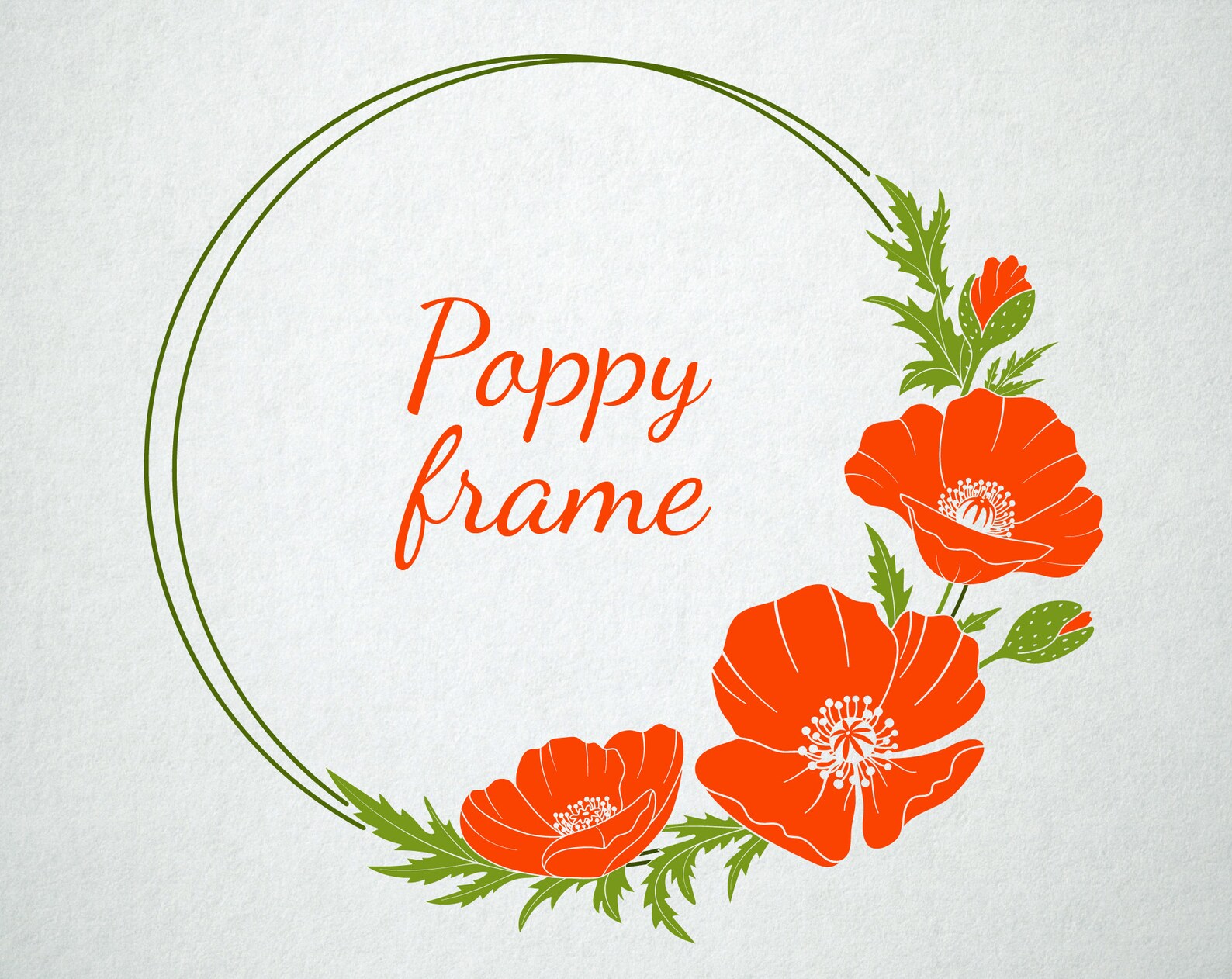 Poppy round frame SVG files for Cricut Floral wedding frame | Etsy