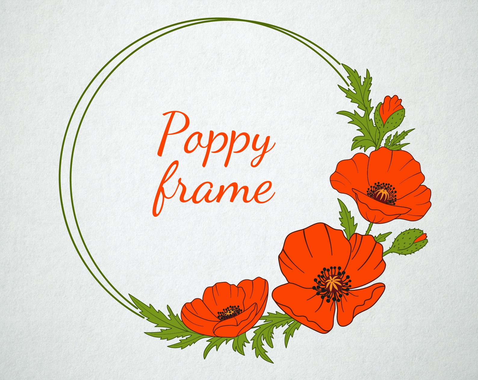 Poppy round frame SVG files for Cricut Floral wedding frame | Etsy
