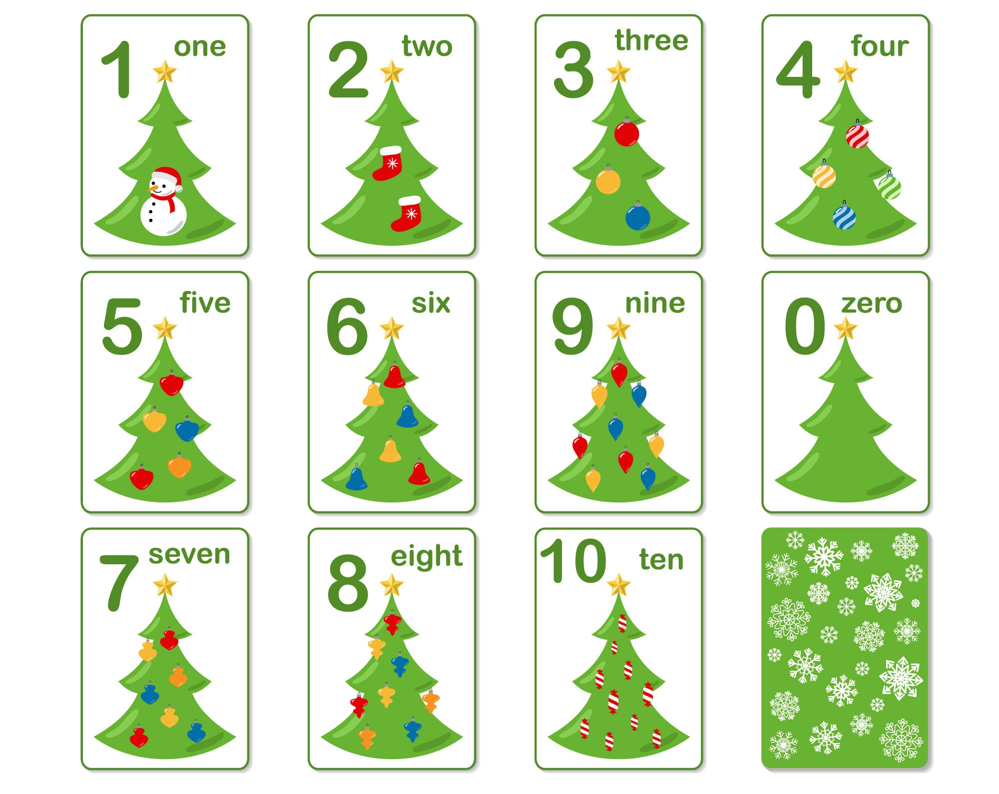 Números de Navidad Flashcards Montessori imprimible / Hojas de | Etsy