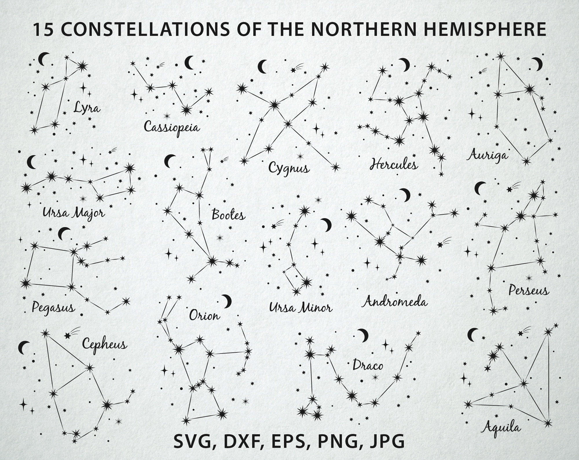 15 Northern Hemisphere constellations Celestial map | Etsy