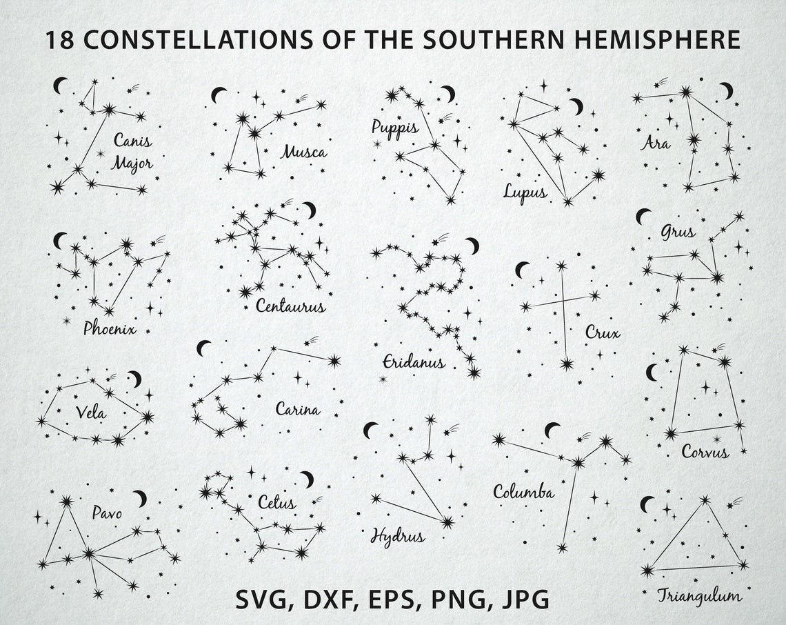 18 Southern Hemisphere constellations Celestial map | Etsy