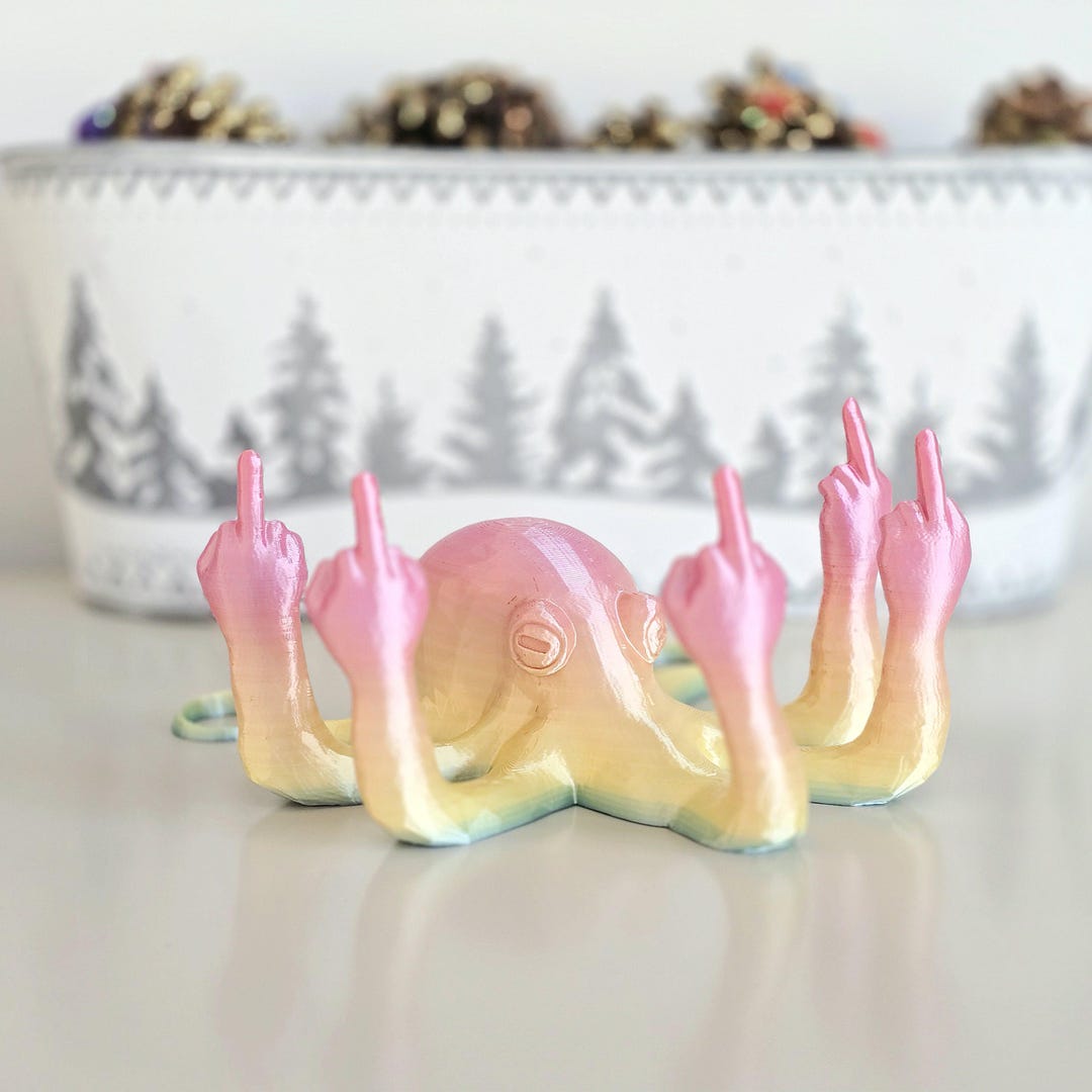 Fucktopus Middle Finger Octopus Pastel Rainbow: Gag Gift Middle Finger ...