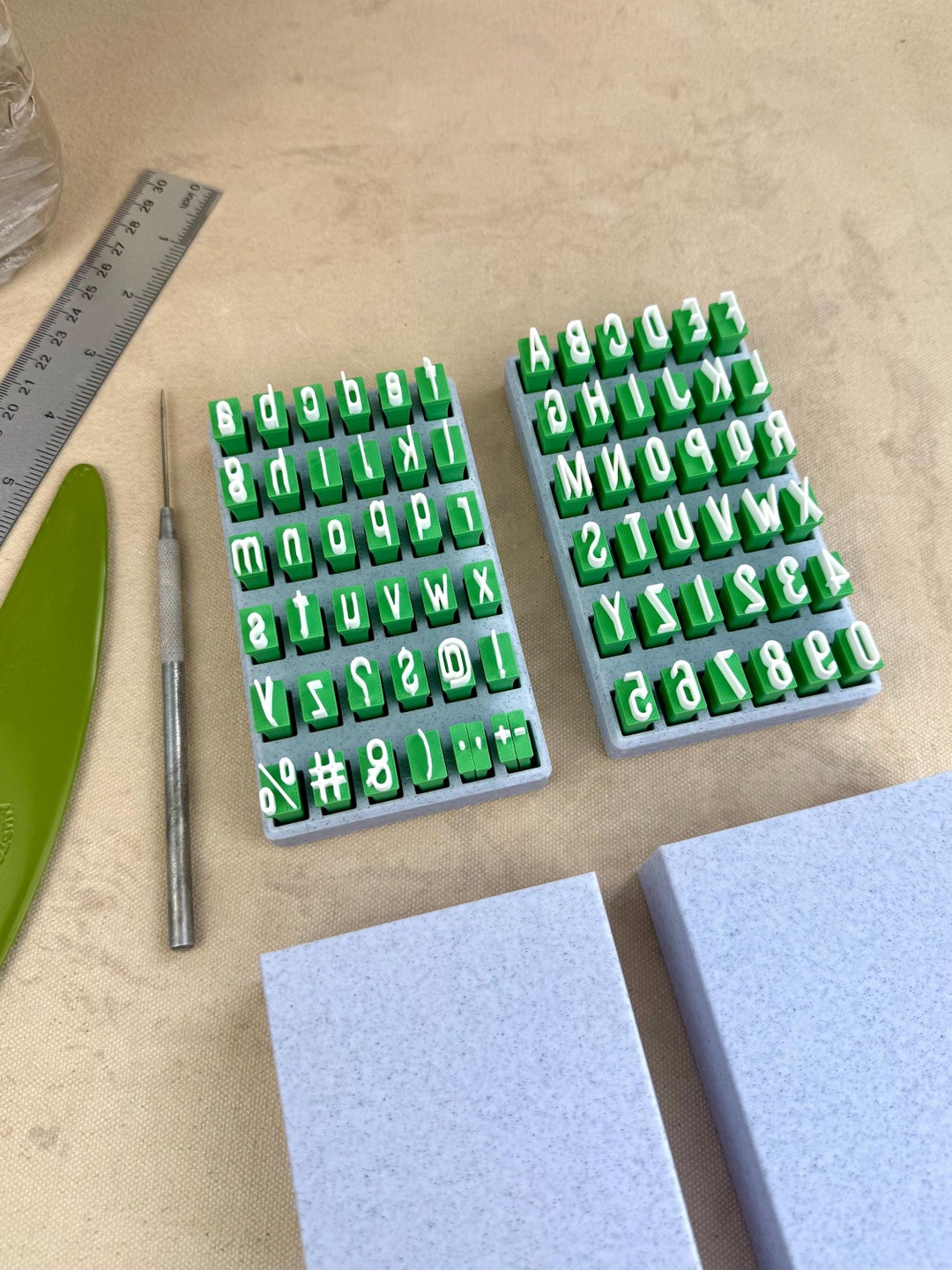 Small Font Clay Stamp Set of Two for Clay Lowercase Alphabet Pottery ...