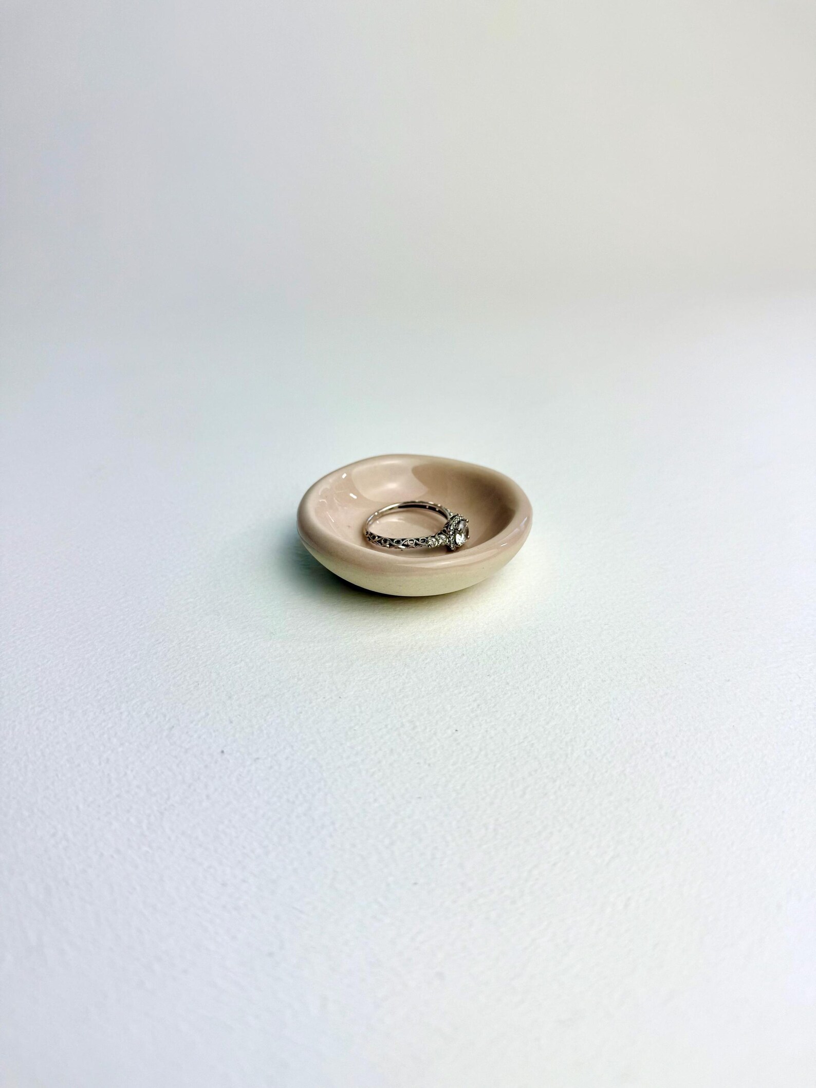 Pink Champagne Tiny Ring Dish Jewelry Tray Ring Holder Engagement Gift ...