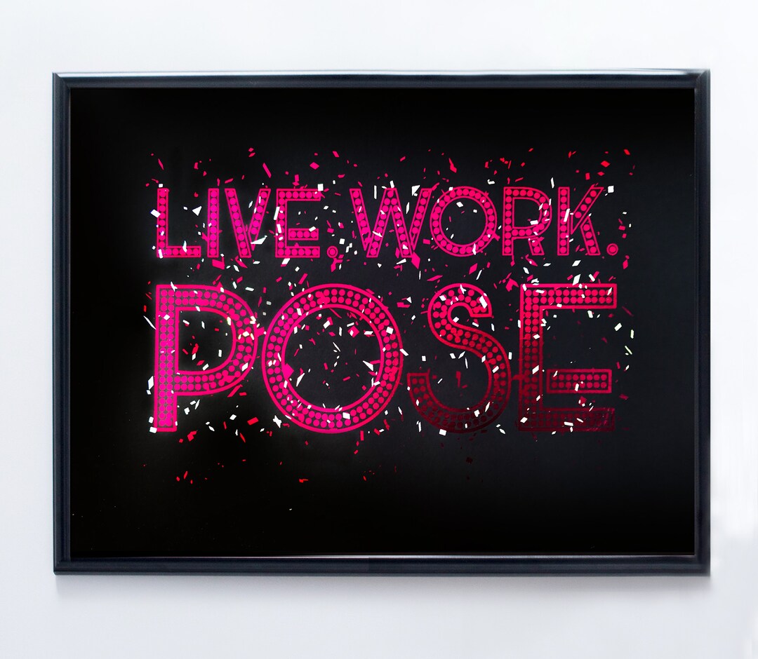 LIVE WORK POSE Holographic Foil Art Print – Pink Glitter Typography ...