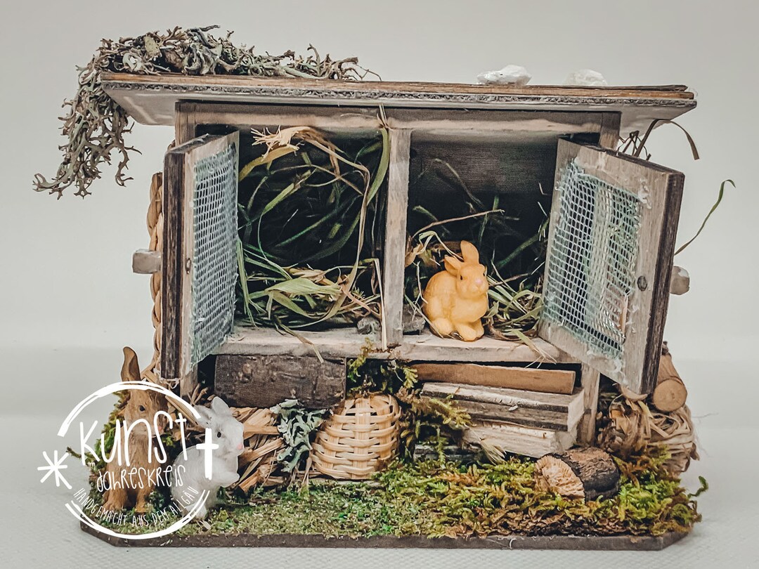 Imp Fairies Miniature Rabbit Hutch Large With Rabbits and Double Door ...