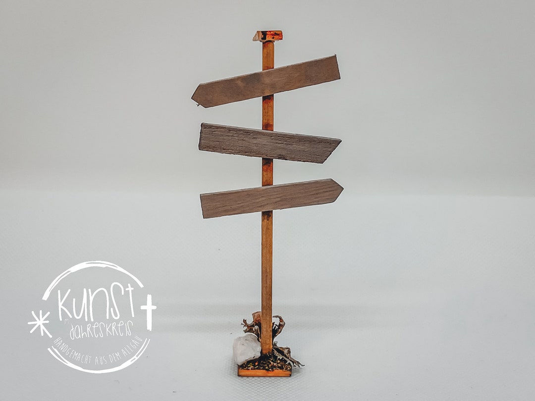 Gnome Miniature Signpost for Self-labelling, Handmade Nativity Scene Accessories - Etsy
