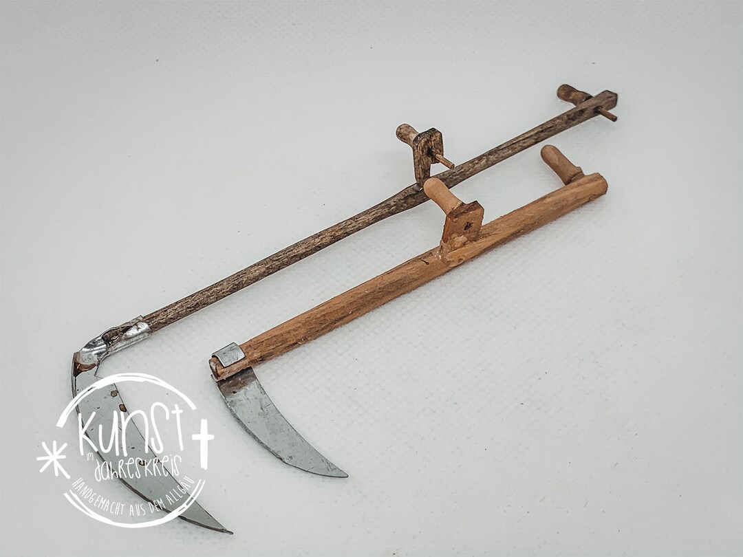 Gnome Miniature Scythe Wooden Tin Fairy Garden Magic Garden Decoration ...