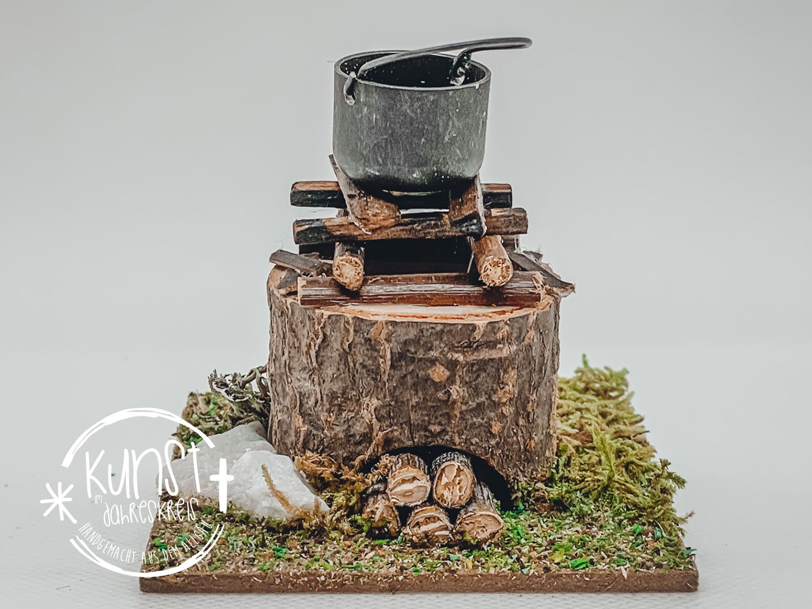 Miniature Campfire Shepherd Fire with Black Alupot *Illuminated Fairy ...