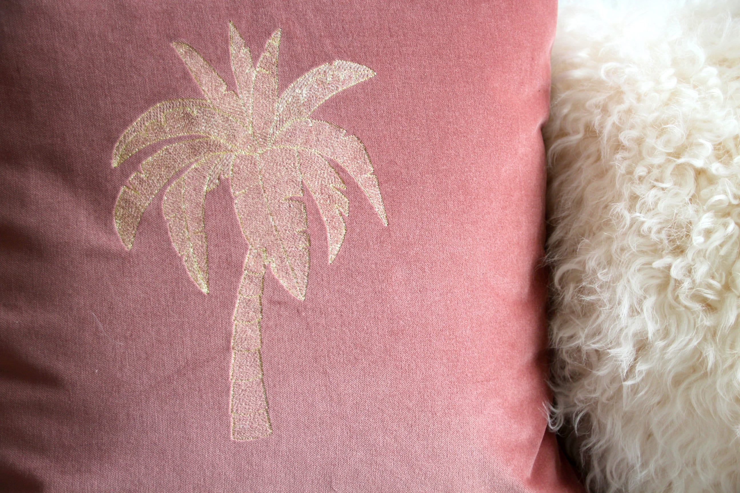 50x50cm Palm Tree Embroidered Velvet Cushion Cover by Dina | Etsy