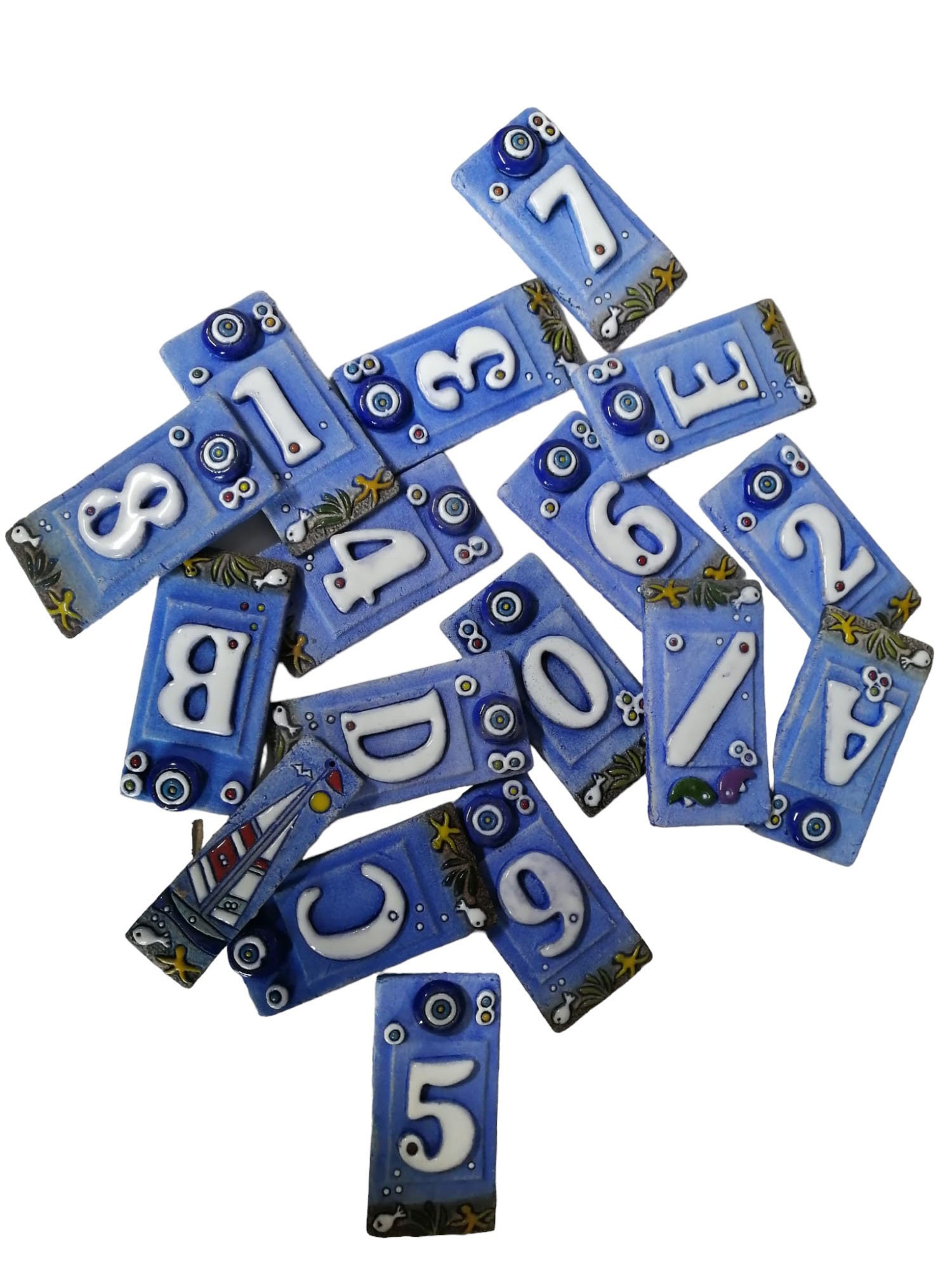 Ceramic Letters and Numbers 12cm (4.7") - Turkish Handcraft - Evil Eye ...