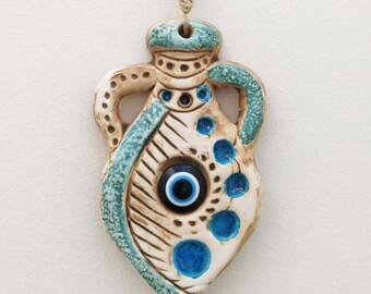 Ceramic Mini Owl Evil Eye Figured Decorative Turkish Handcraft Wall ...