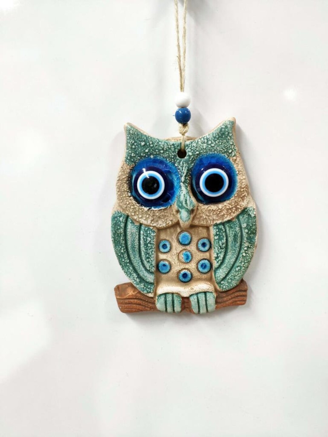 Ceramic Mini Owl Evil Eye Figured Decorative Turkish Handcraft Wall ...