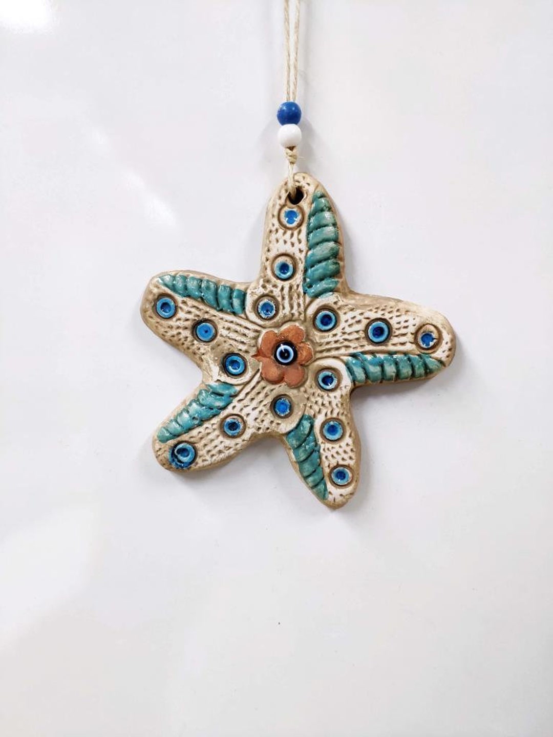 Ceramic Mini Sea Star Evil Eye Decorative Turkish Handcraft Wall ...