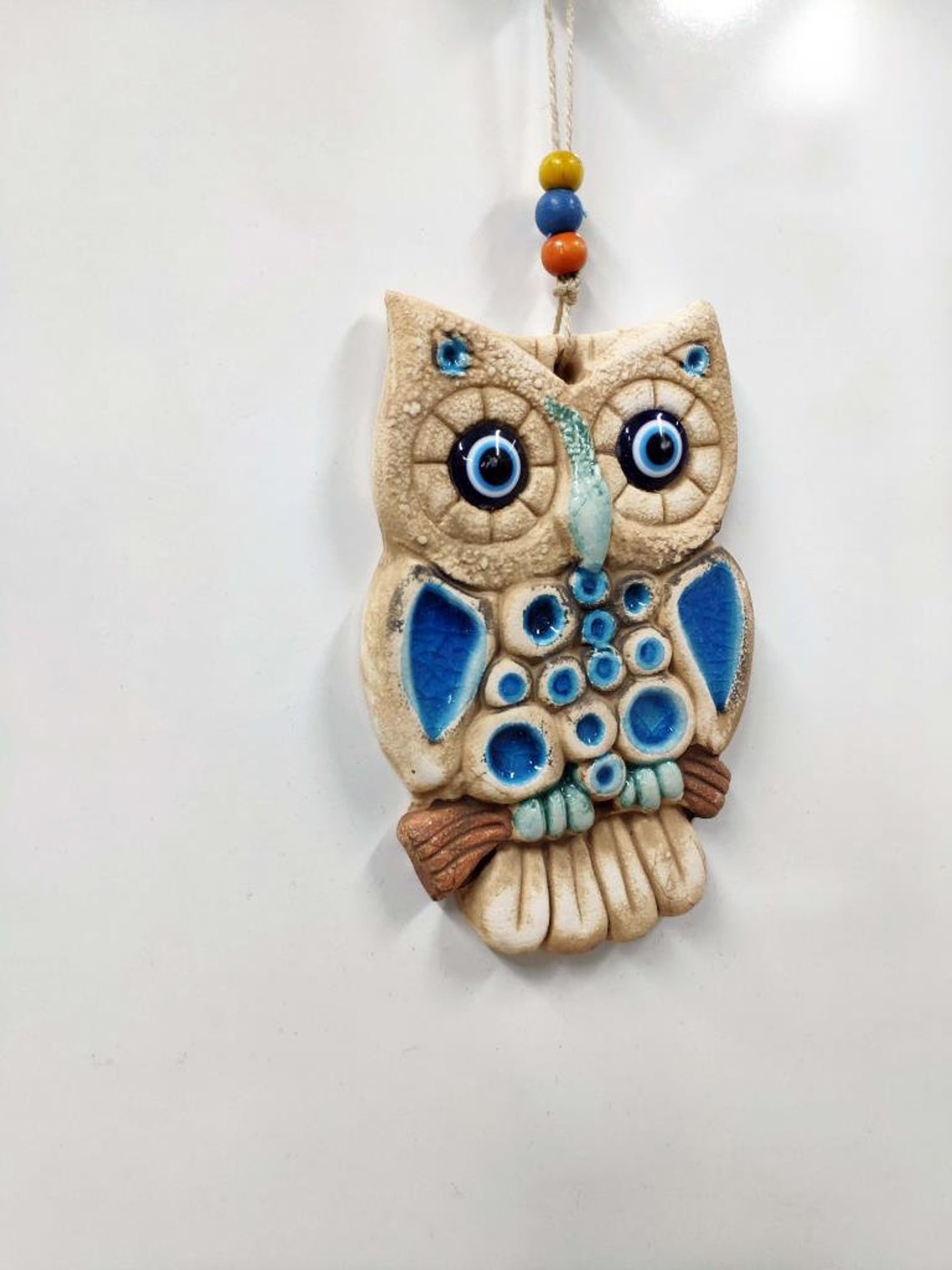 Ceramic Mini Owl Figured Evil Eye Decorative Turkish Handcraft Wall ...