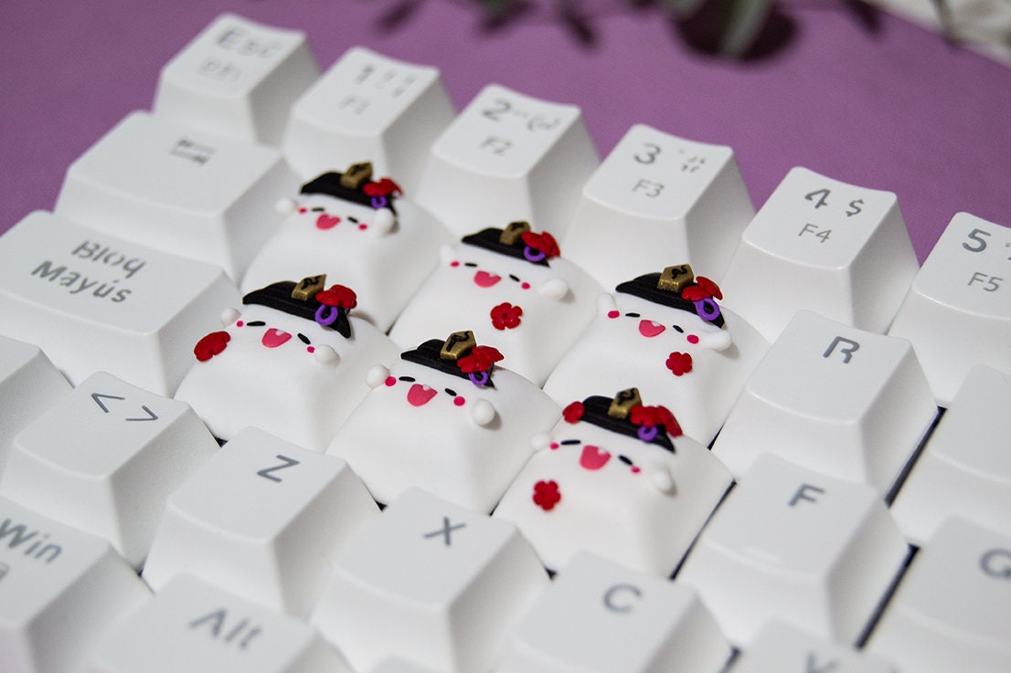 Hu Tao Genshin Impact Keycap, Mechanical Keyboard, Hu Tao Ghost Keycap ...