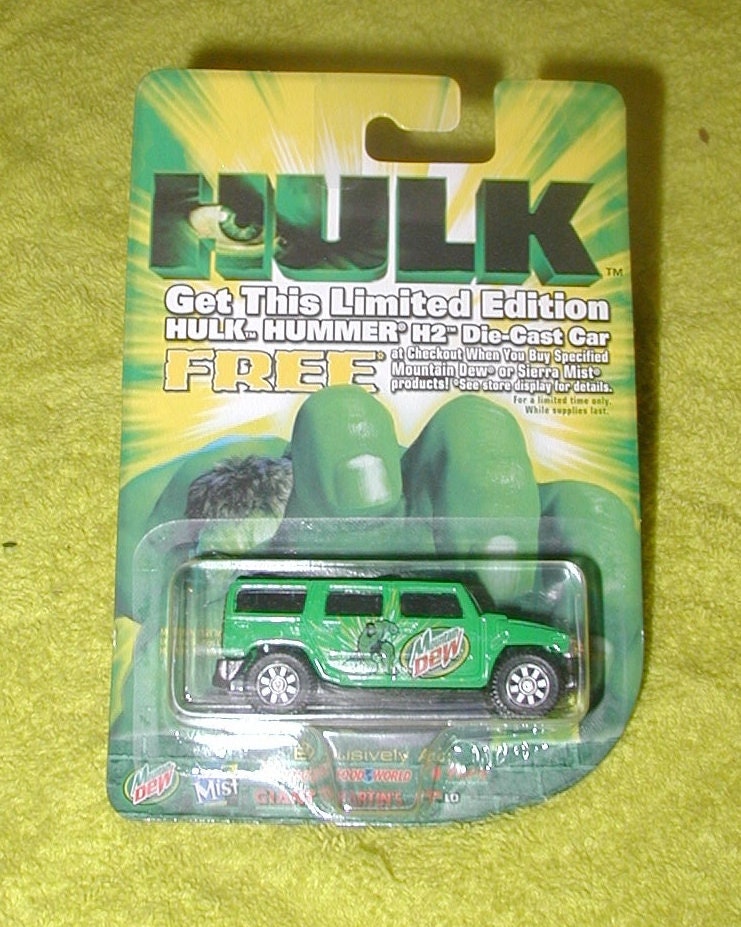 Hulk Die Cast Car Hummer SUV Mountain Dew Green Version NOS Sealed ...