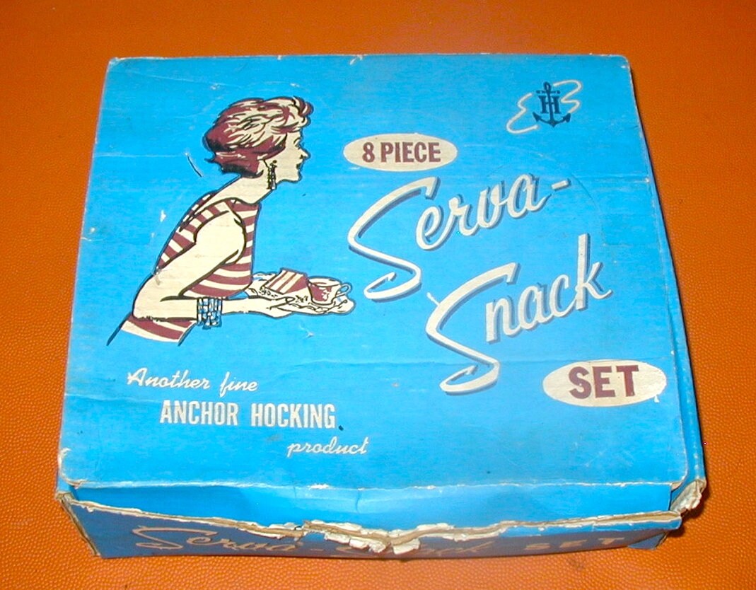 Anchor Hocking Vintage 8 Piece Serva-snack Pressed Glass - Etsy