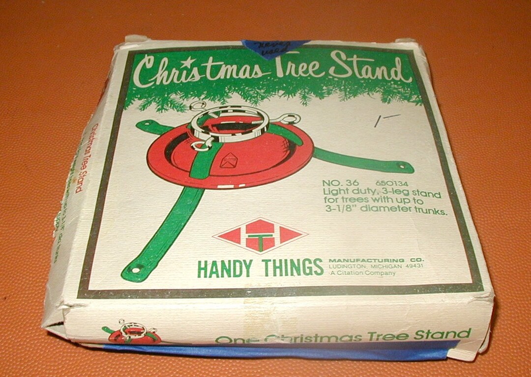 Miniature Vintage Christmas Tree Stand Original Box Metal Construction ...