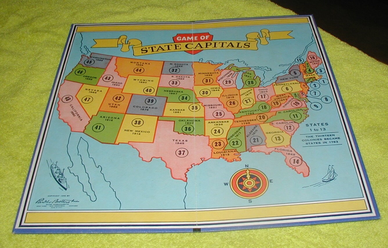 Game of State Capitals Vintage Kids Board Game Great Collectible - Etsy
