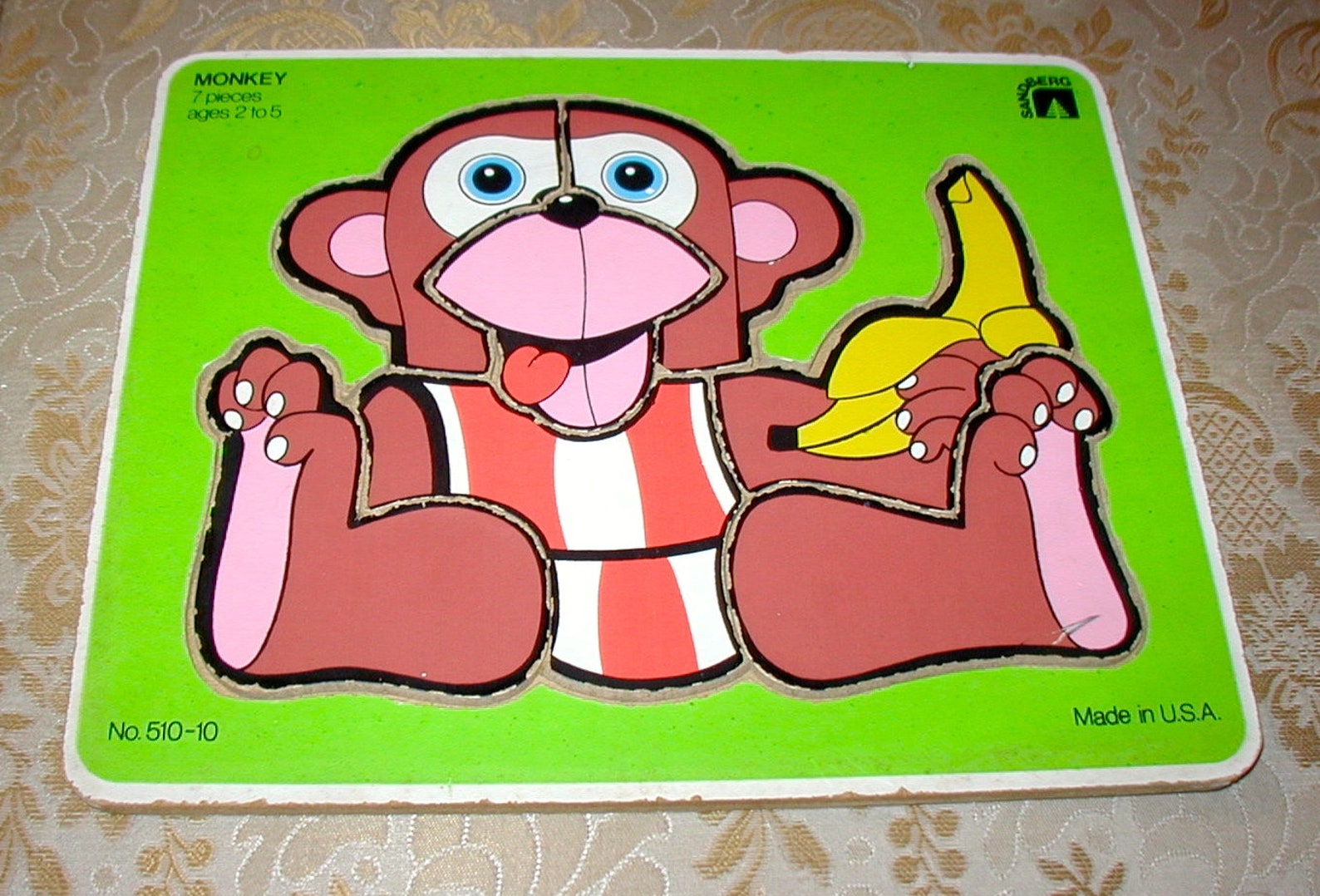 Vintage Sandberg Wood Jigsaw Puzzle Monkey With Banana Kids Toy - Etsy