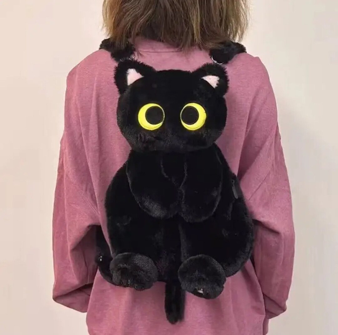 Kawaii Plush Big Eyes Cat Backpack Cute Large-capacity Stuffed Animals ...