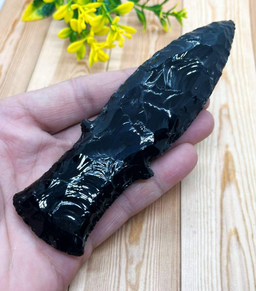 Hand Knapped Black Obsidian Athame Knife: Handmade Crystal Carving - Etsy