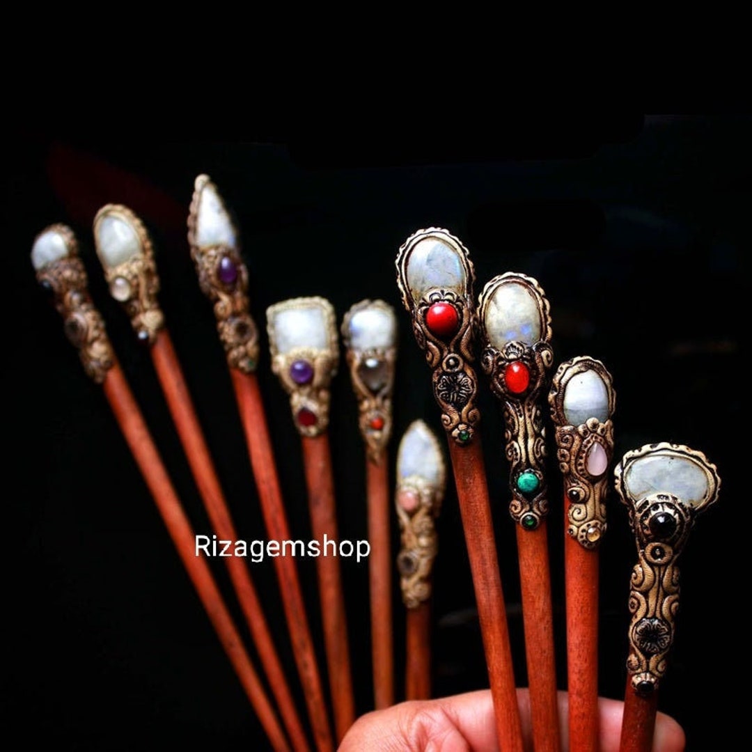 5 Pics Rainbow Moonstone Hair Stick, Polymer Clay Hair Sticks, Boho ...