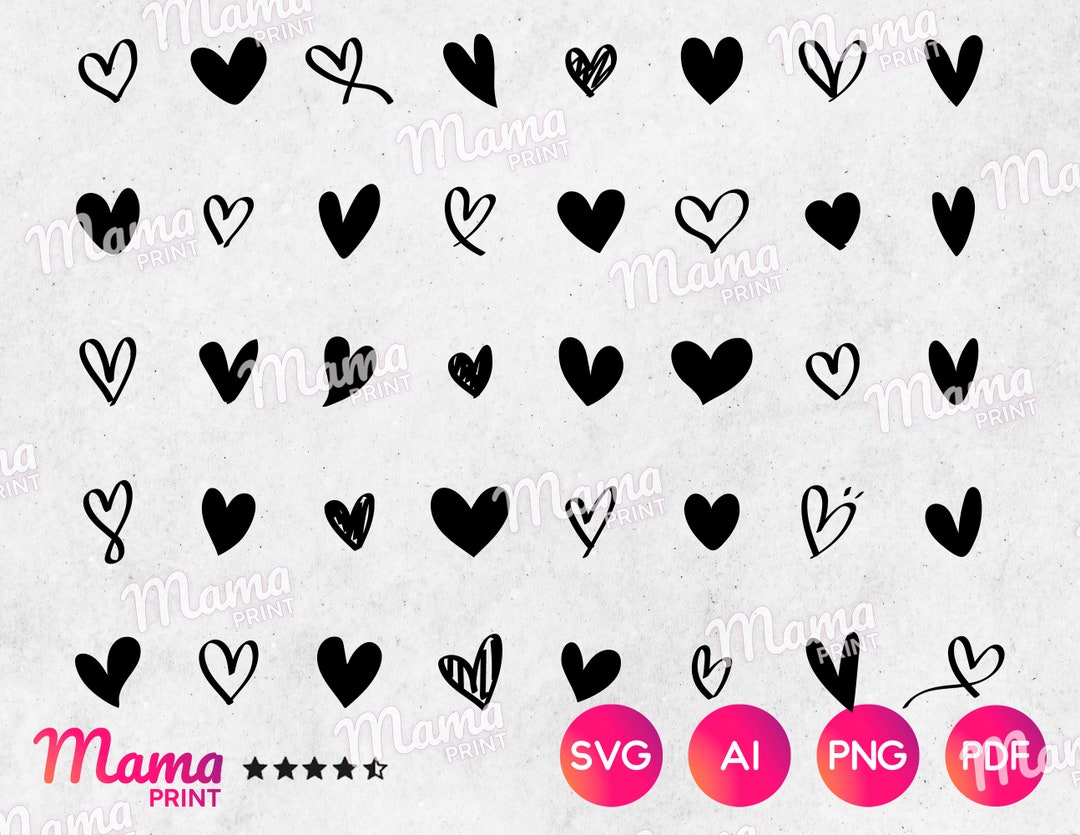 Heart Bundle SVG Ai Png Pdf Heart Silhouette Heart Cut - Etsy