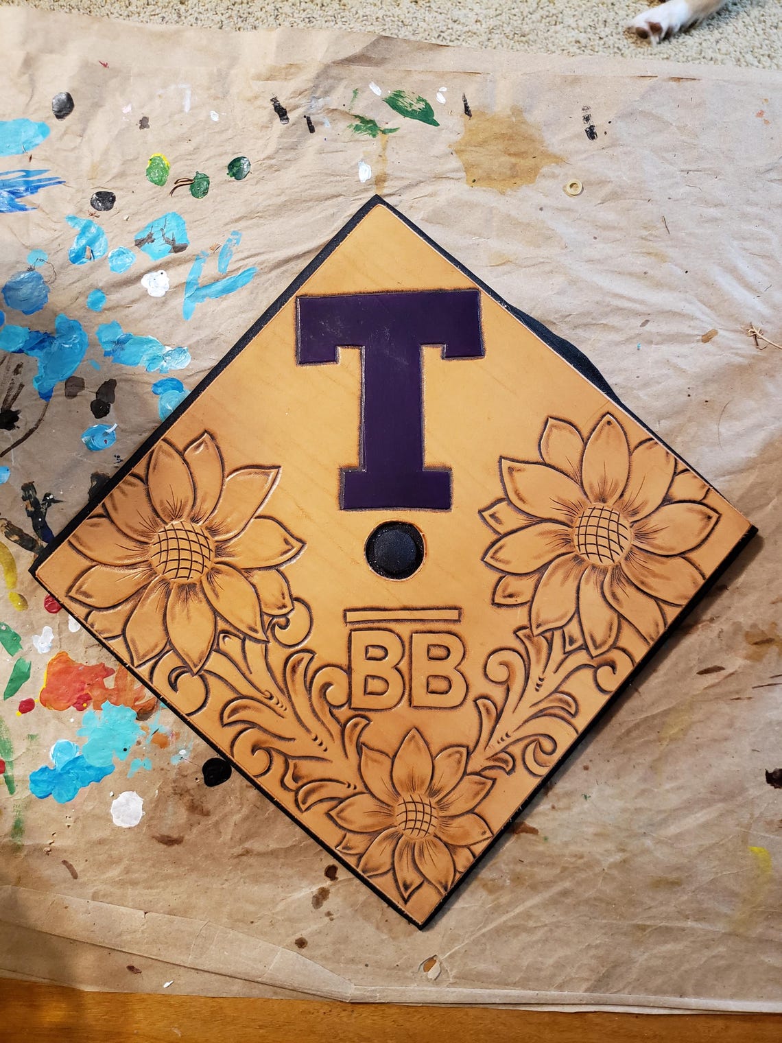 Custom Tooled Leather Graduation Cap Topper - Etsy