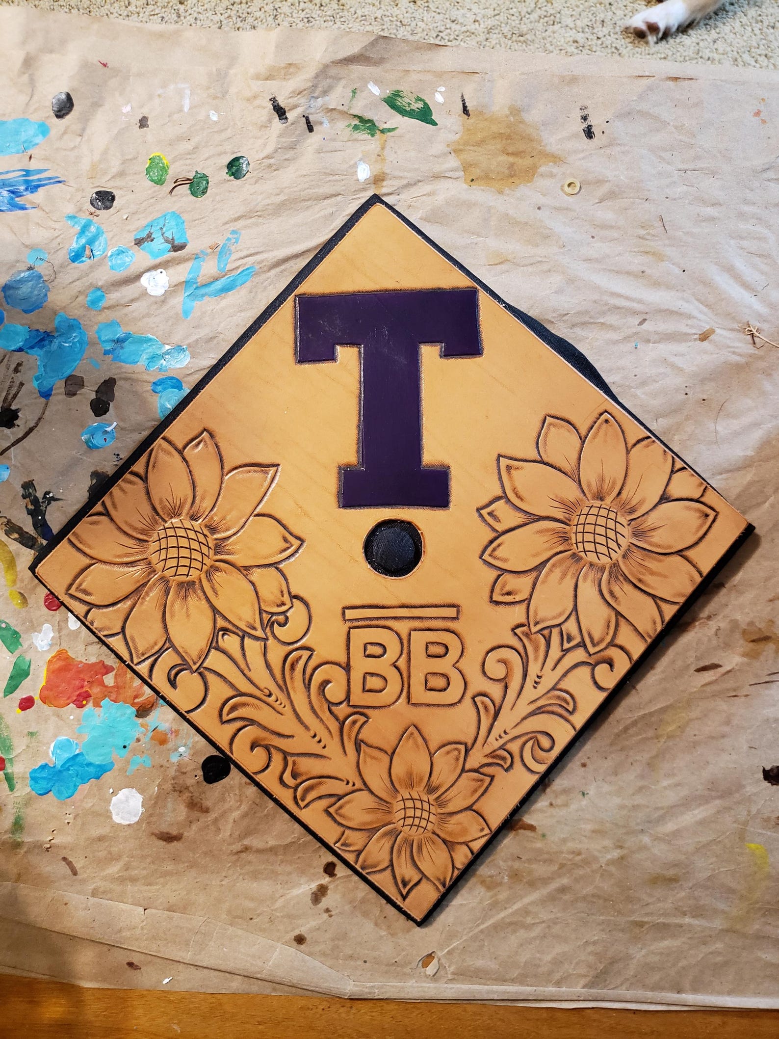 Custom Tooled Leather Graduation Cap Topper - Etsy