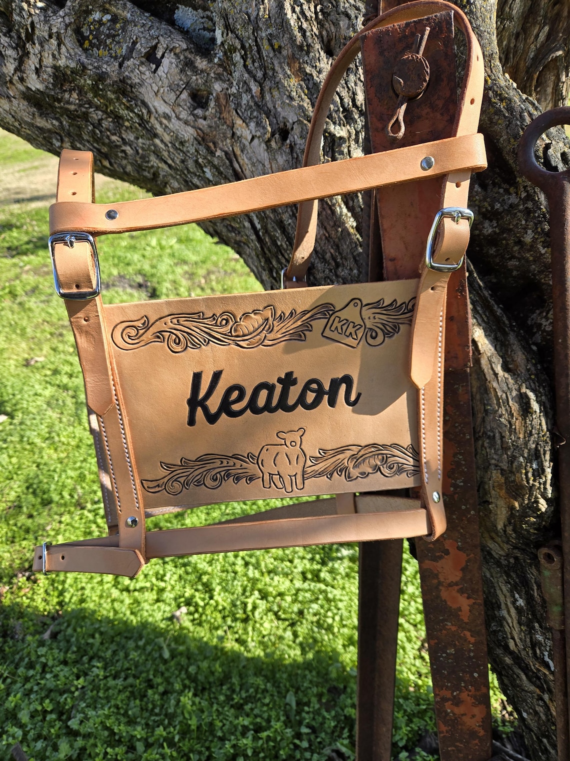 Custom Tooled Leather Livestock Exhibitor Number Harness - Etsy