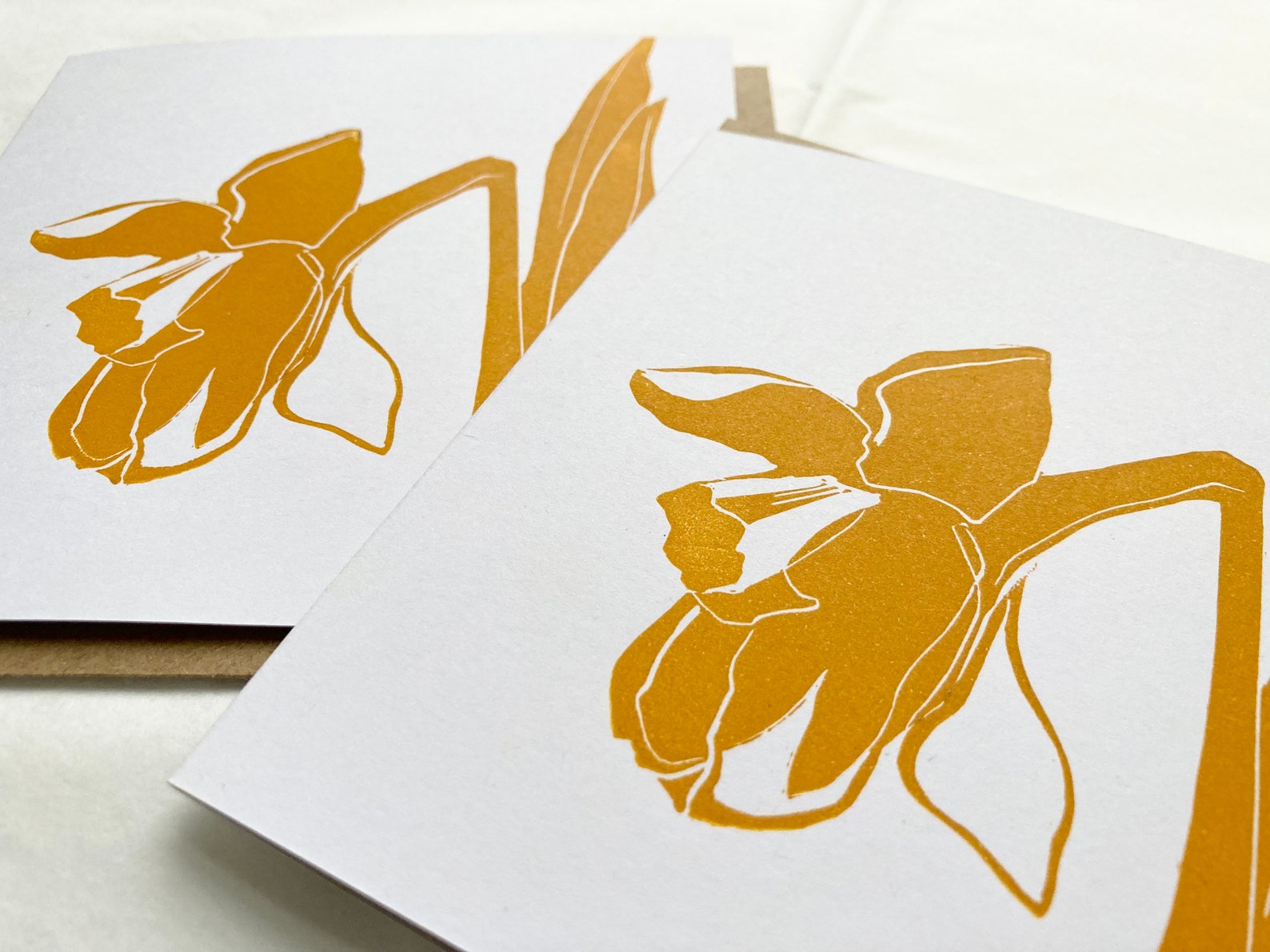 Daffodil Card - Hand Printed - Floral Card - Lino Print - Blank Inside ...