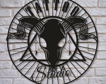 Custom Name Metal Wall Art, Custom Tattoo Wall Art, Tattoo Studio Sign ...