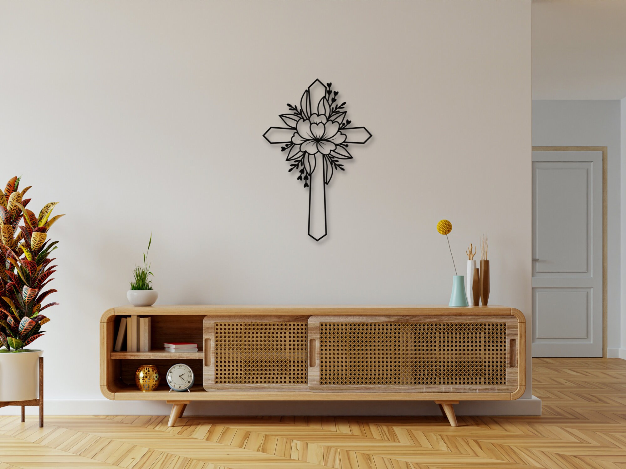 Cross With Flowers Metal Wall Art Cross Wall Art Home Decor - Etsy