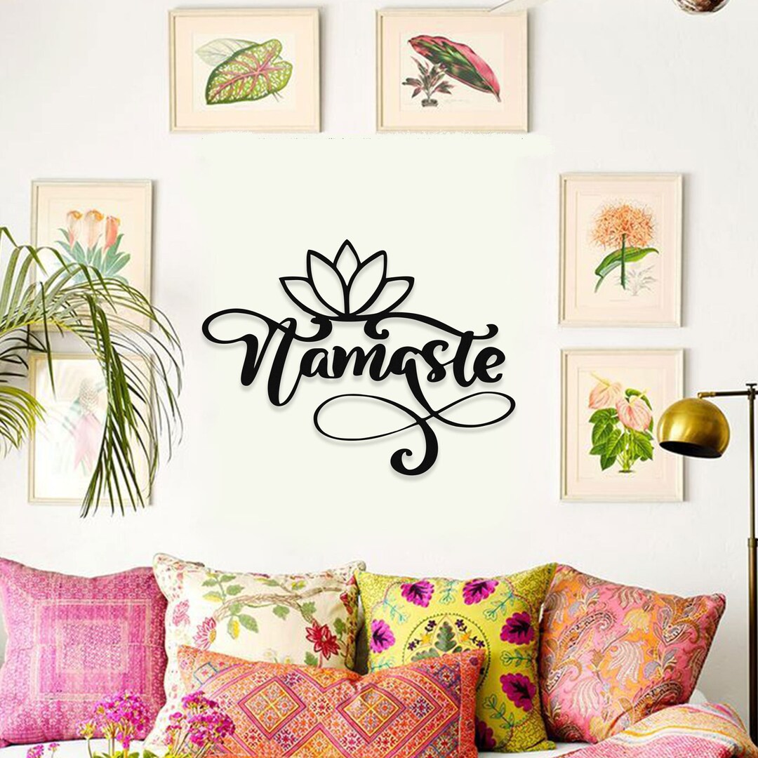 Namaste Lotus Metal Wall Art, Namaste Lotus Metal Wall Decor, Namaste ...