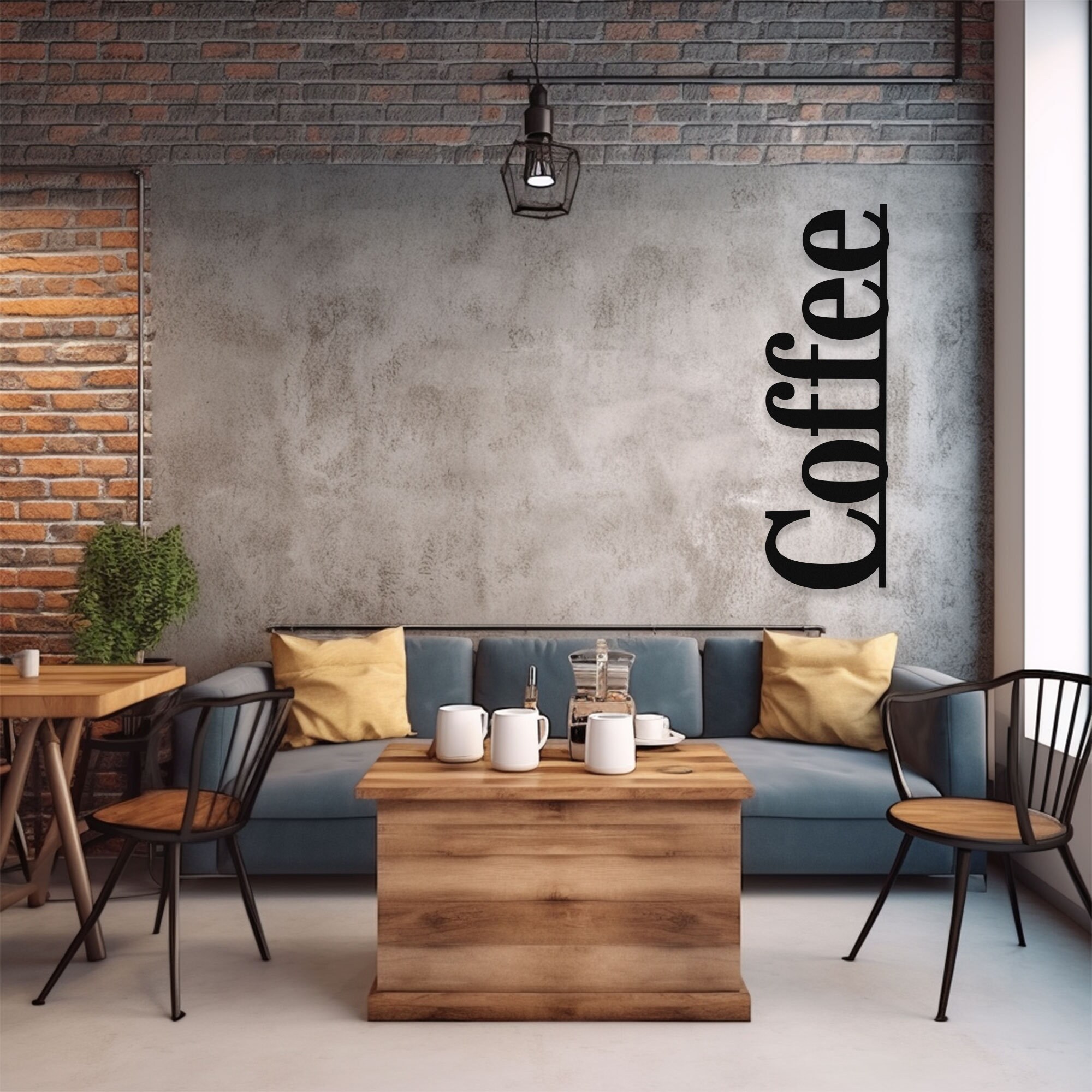 Vertical Coffee Sign Metal Wall Art, Kitchen Wall Decor, Vertical Cafe ...