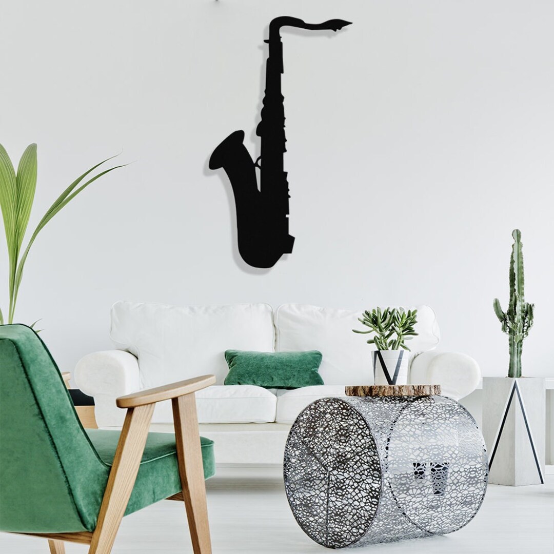 Saxophone Metal Wall Art, Jazz Instrument Saxophone Home Sign Decor ...