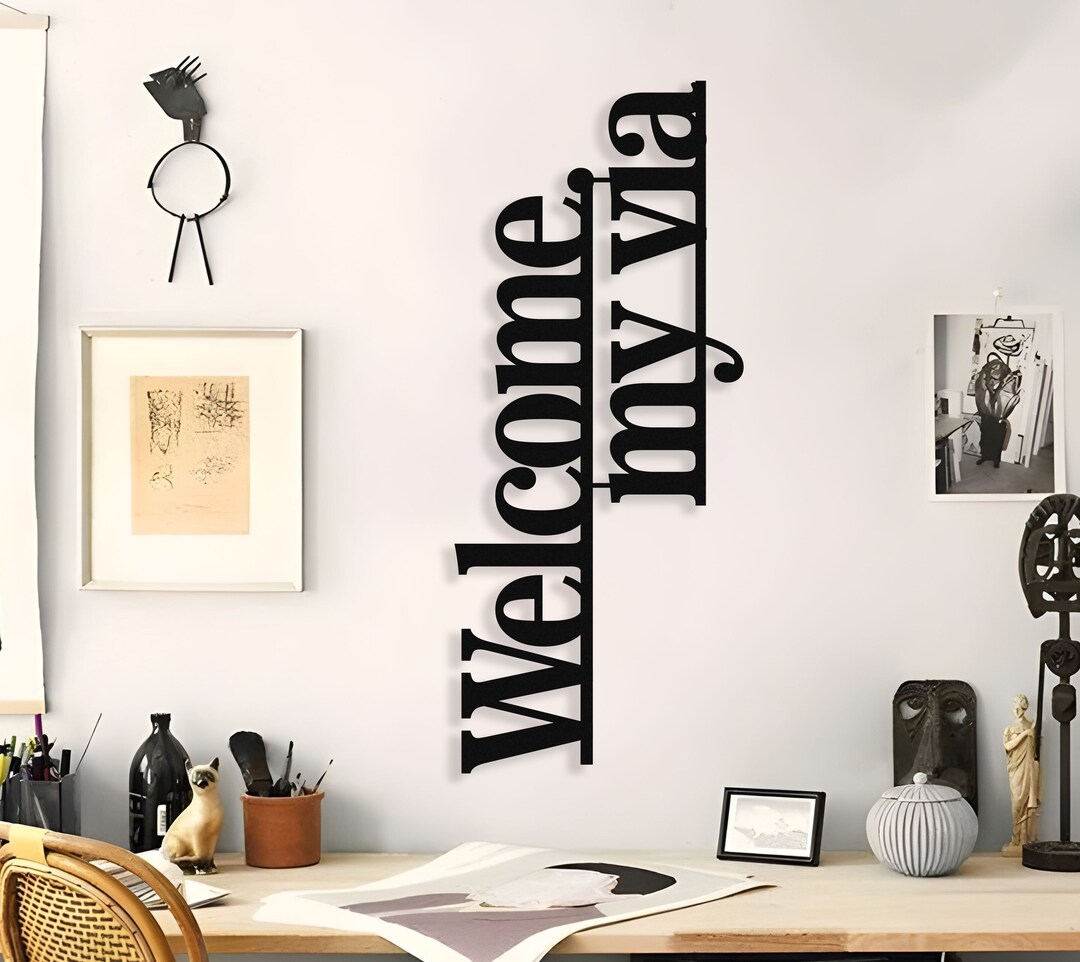 Vertical Welcome My via Sign Metal Wall Art, Metal Wall Decor, Vertical ...