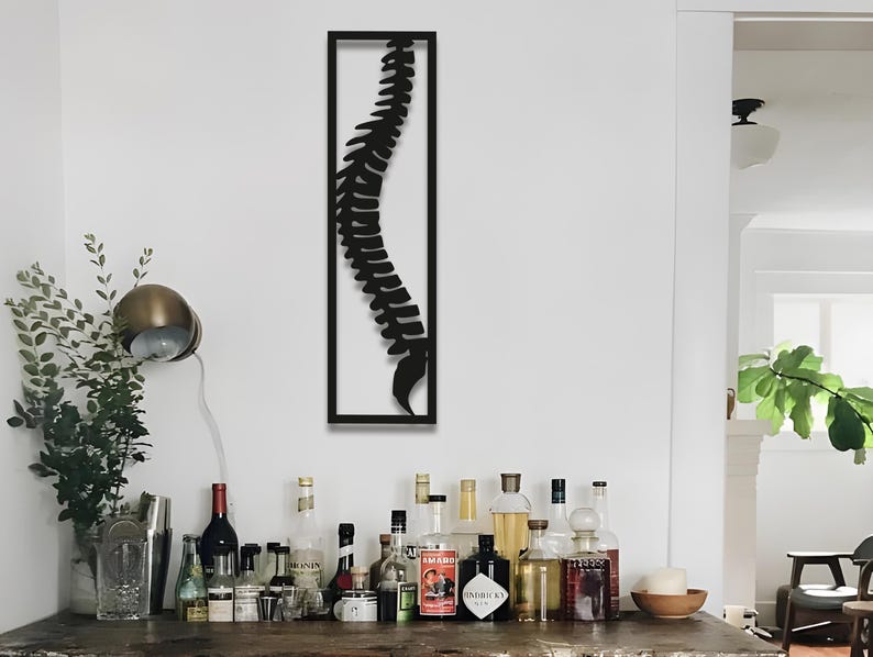 Spine Wall Decor Spiral Cord Metal Wall Art, Human Skeleton Office ...
