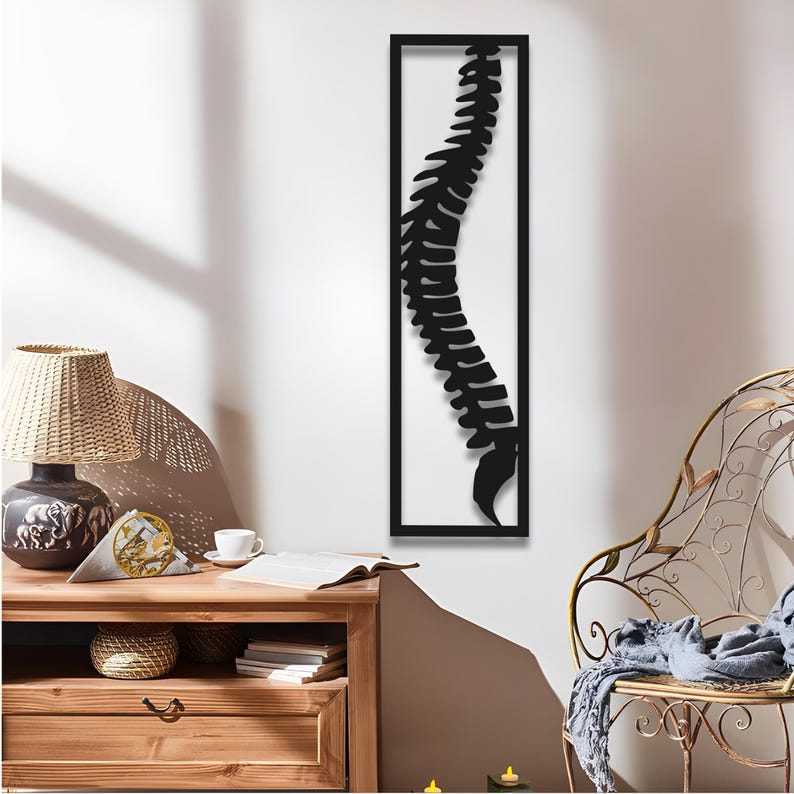 Spine Wall Decor Spiral Cord Metal Wall Art, Human Skeleton Office ...