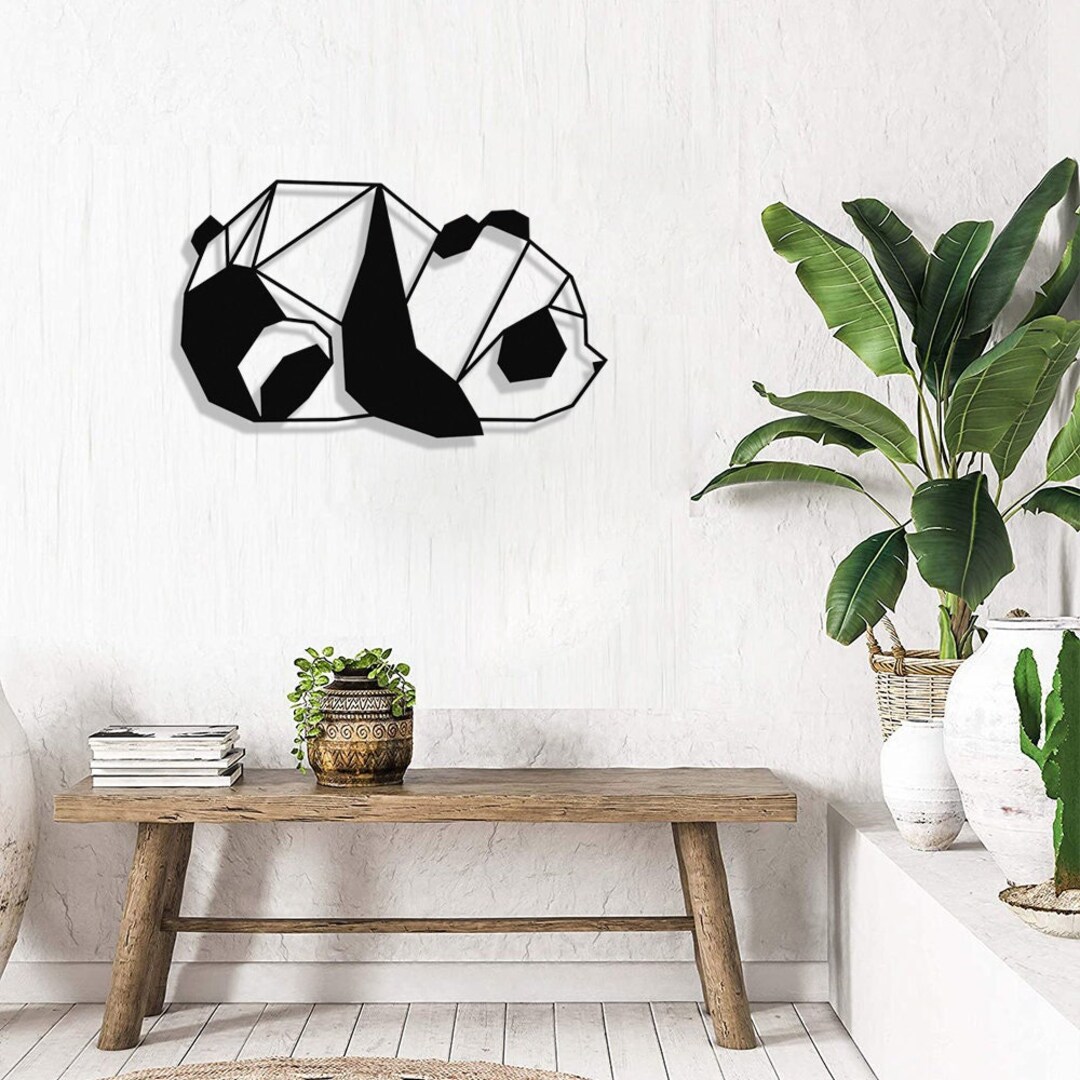 Panda Metal Wall Art Panda Metal Wall Decor Minimal Metal - Etsy