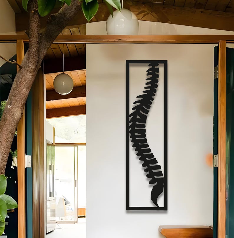Spine Wall Decor Spiral Cord Metal Wall Art, Human Skeleton Office ...