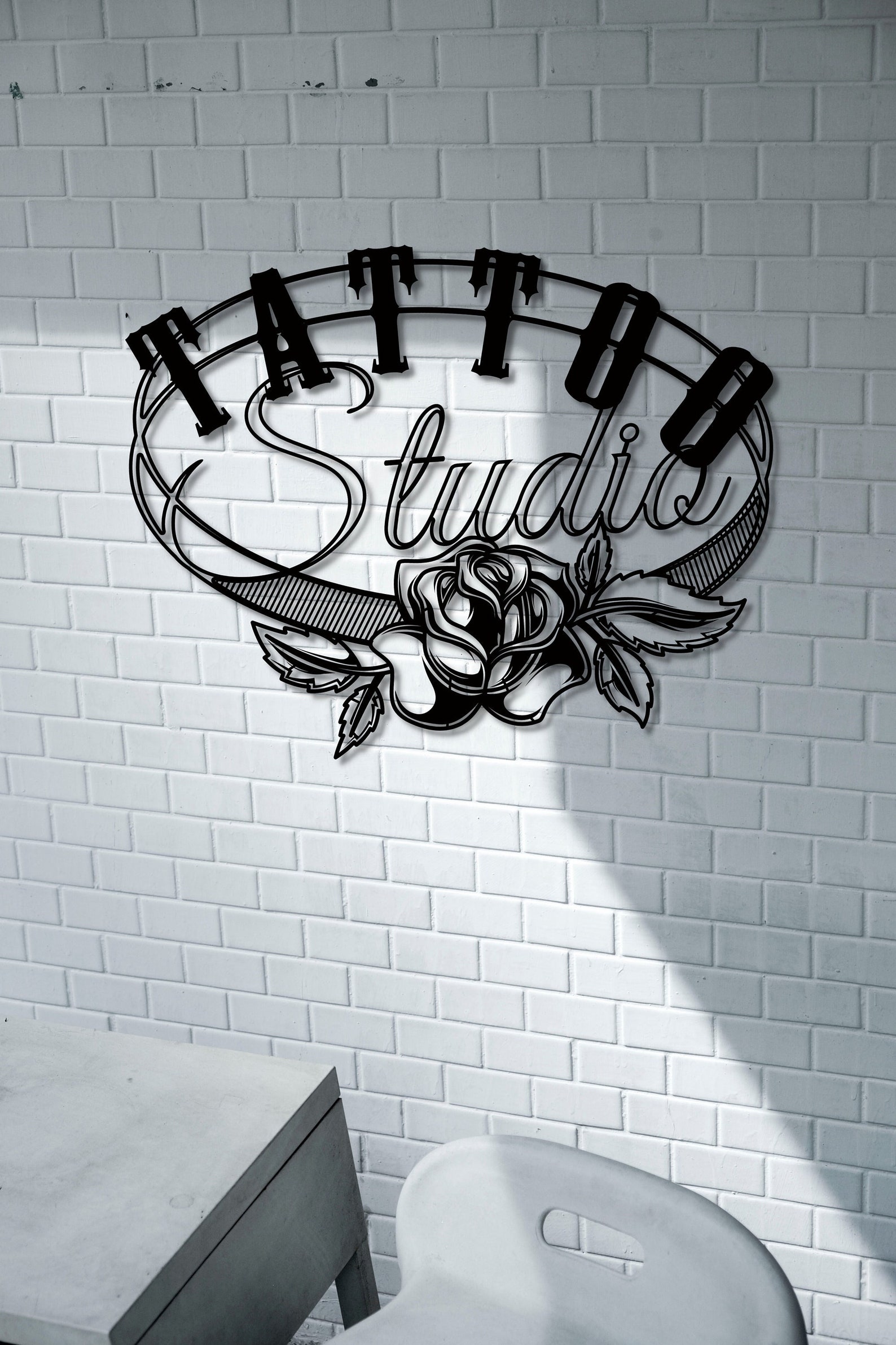 Tattoo Metal Wall Art, Tattoo Wall Sign, Tattoo Studio Sign, Tattoo ...