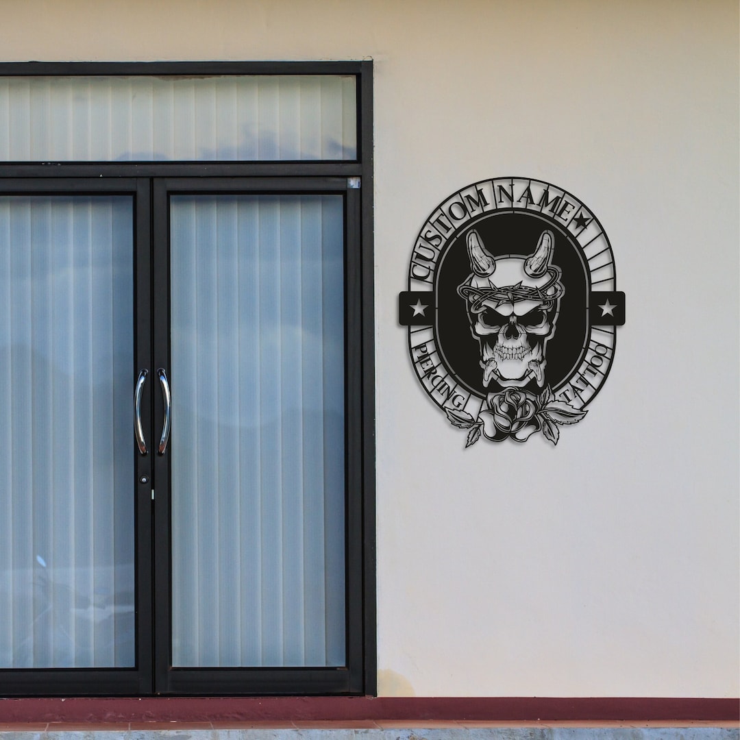 Custom Skull Tattoo Studio Metal Sign, Tattoo Artist Gift - Etsy