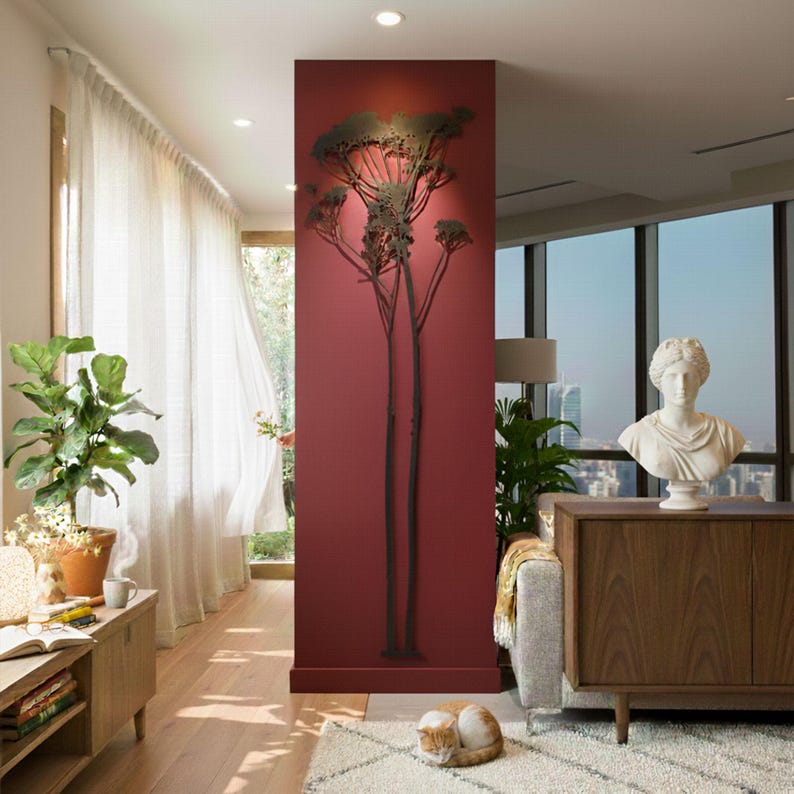 Parsnip Flower Metal Wall Art for Column, Modern Minimalist Floral ...