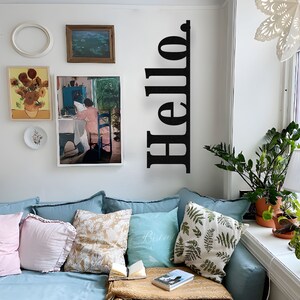 Vertical Metal Hello Sign Metal Wall Art, Hello Sign Wall Decor ...